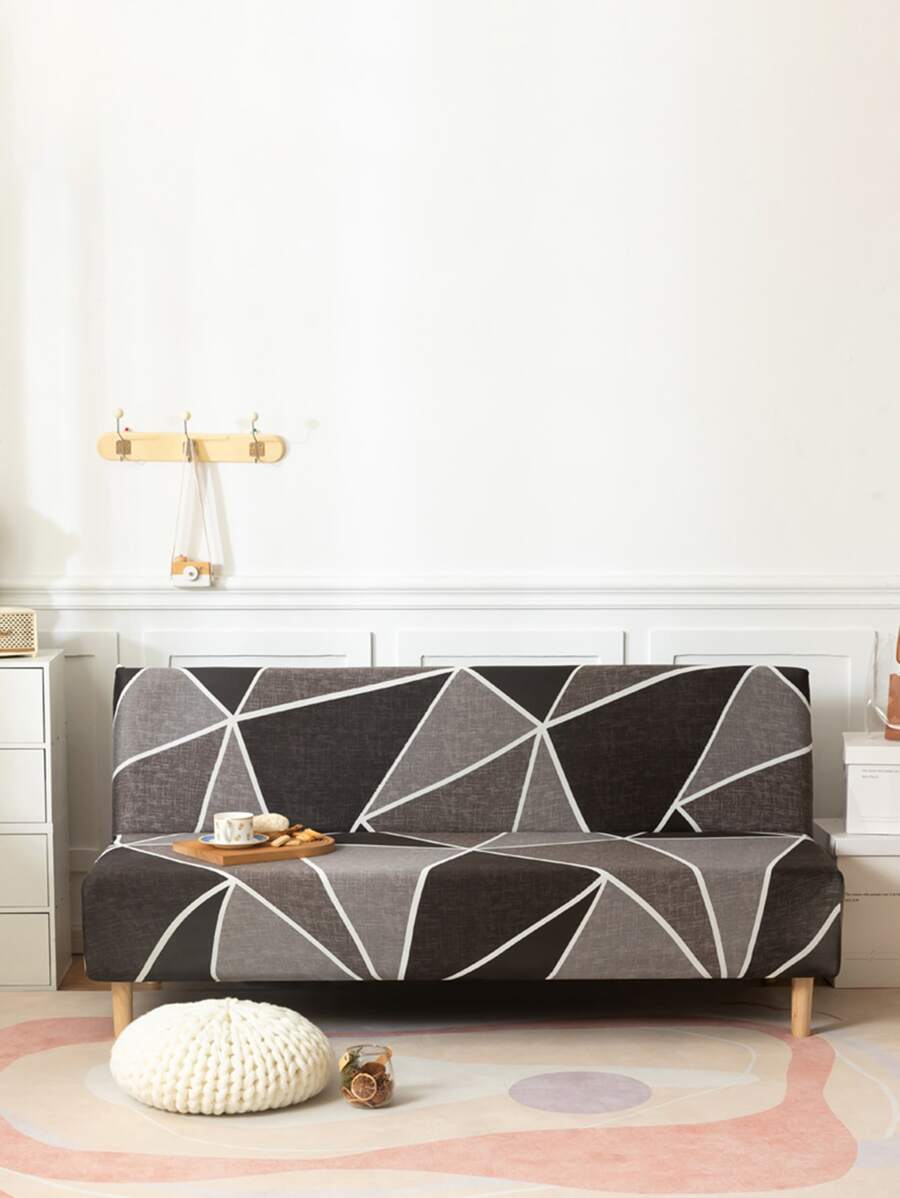 1pc Polyester Futon Slipcover, Modernist Geometric Print Stretchy Futon ...