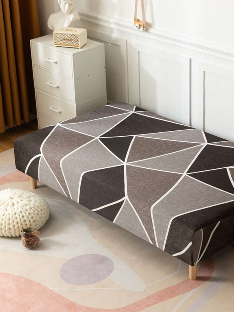 1pc Polyester Futon Slipcover, Modernist Geometric Print Stretchy Futon ...