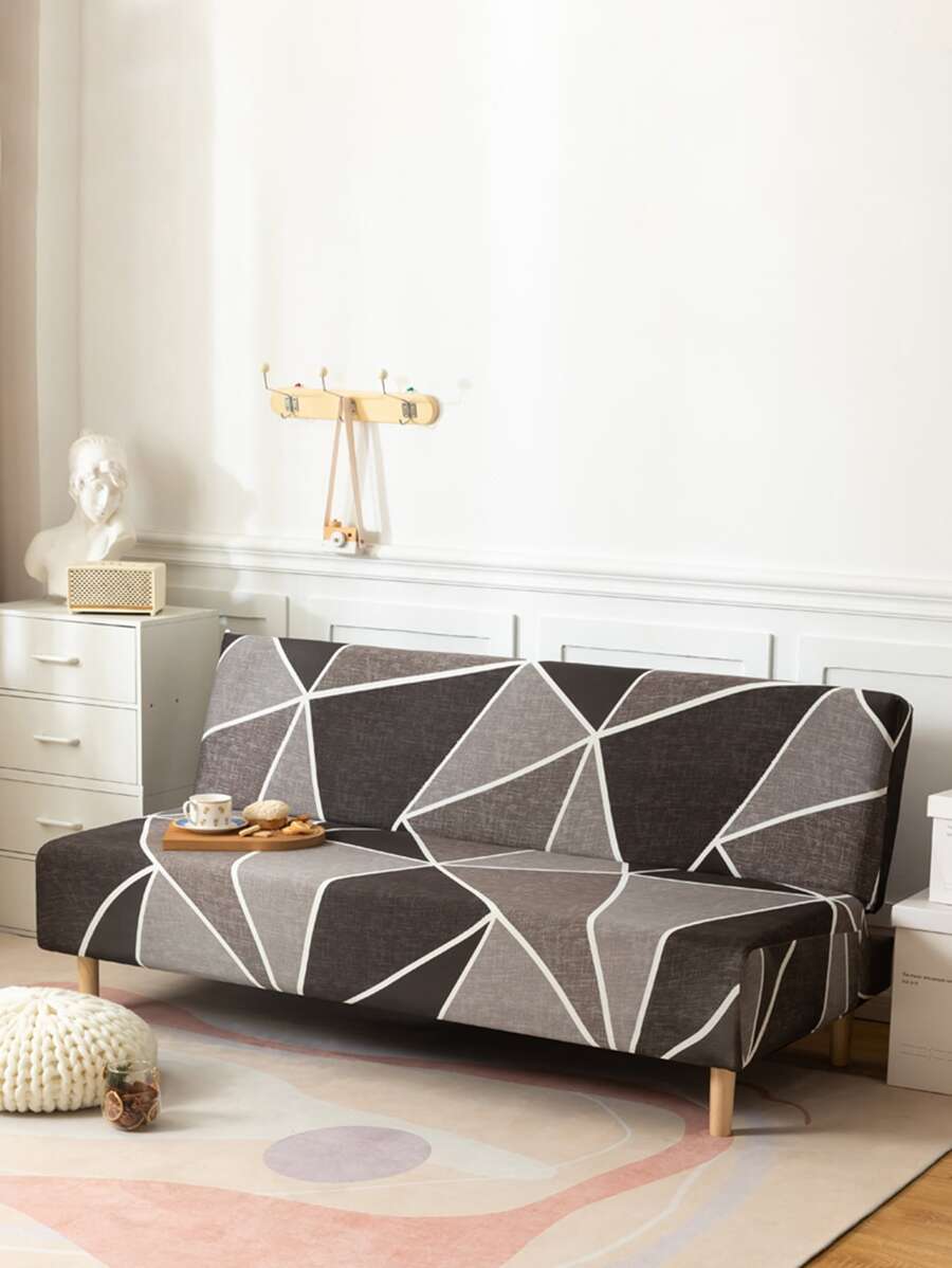 1pc Polyester Futon Slipcover, Modernist Geometric Print Stretchy Futon ...