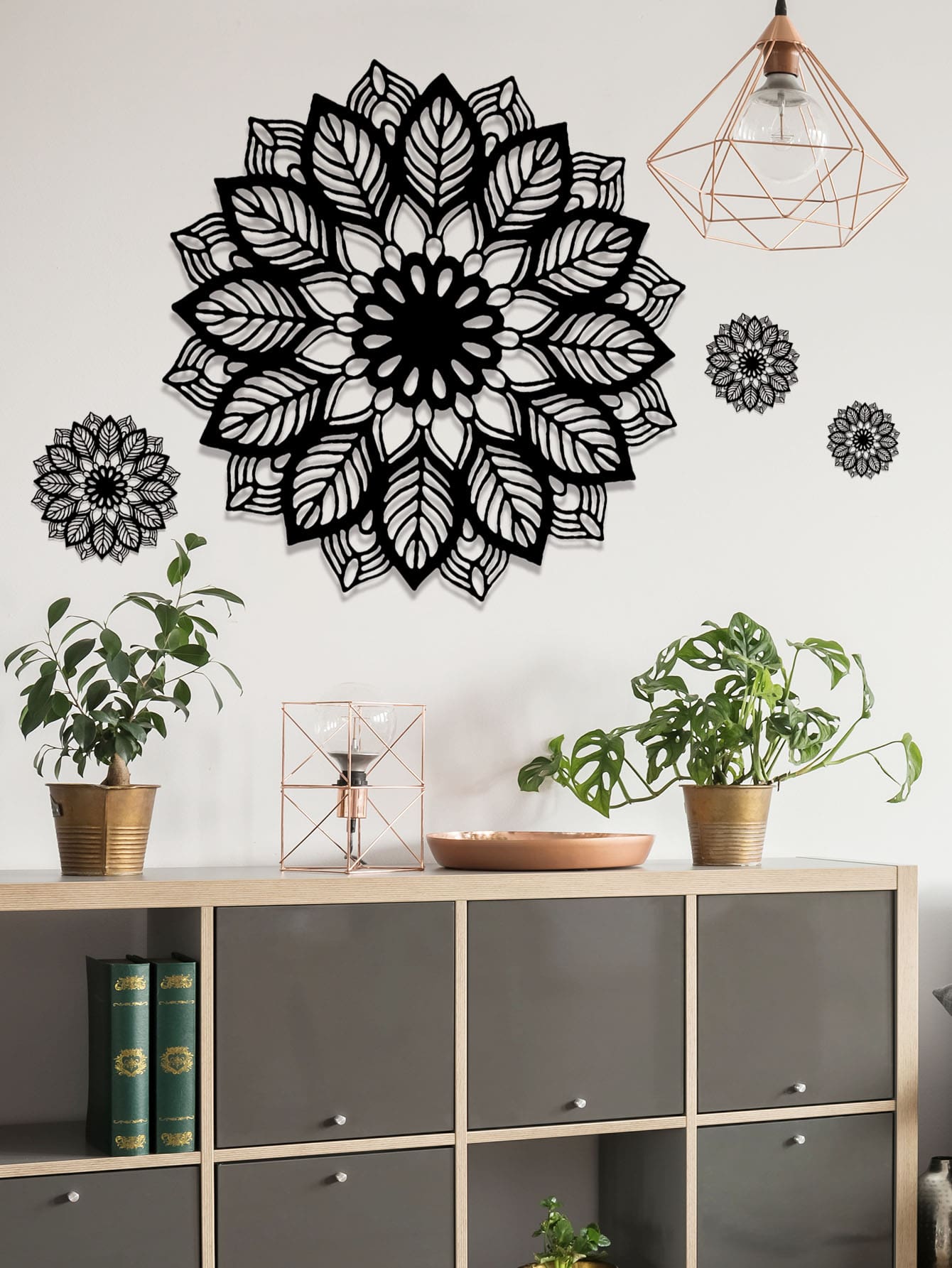 Mandala Pattern Wall Sticker, Black Self Adhesive Wall Art Sticker For ...