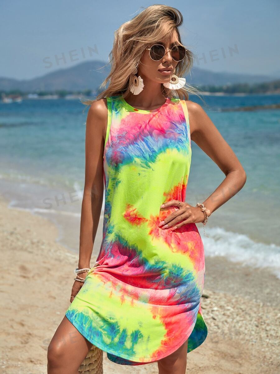 SHEIN SHEIN LONESS Tie Dye Tank Short Summer Dress | SHEIN UK