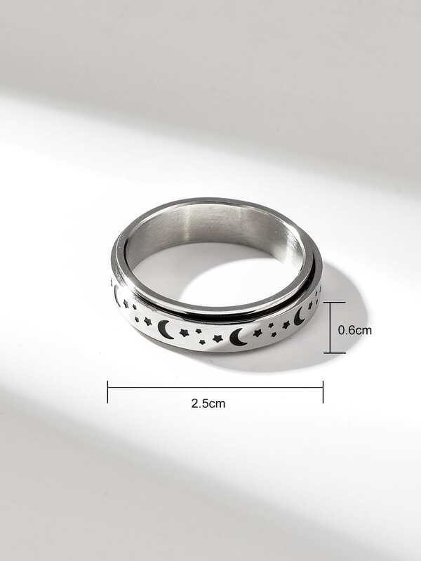 Moon & Star Pattern Ring | SHEIN UK