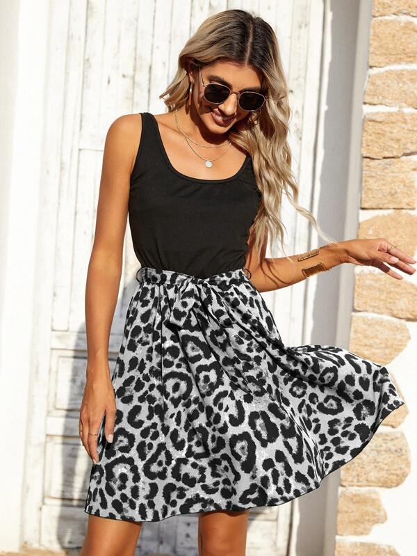 SHEIN LUNE Leopard Print Belted Dress | SHEIN USA