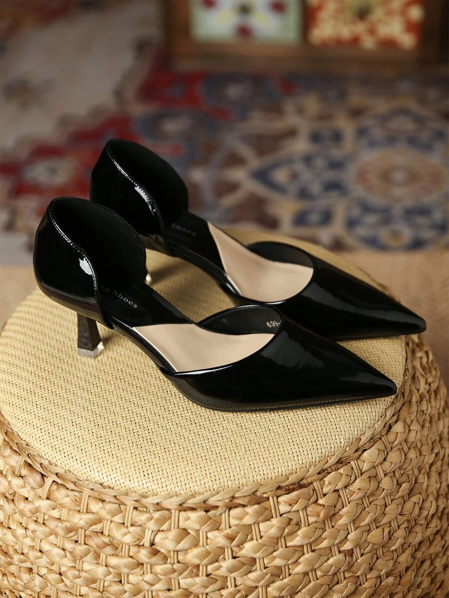 Women Point Toe Pyramid Heeled Court Pumps, Elegant Black Pumps | SHEIN USA