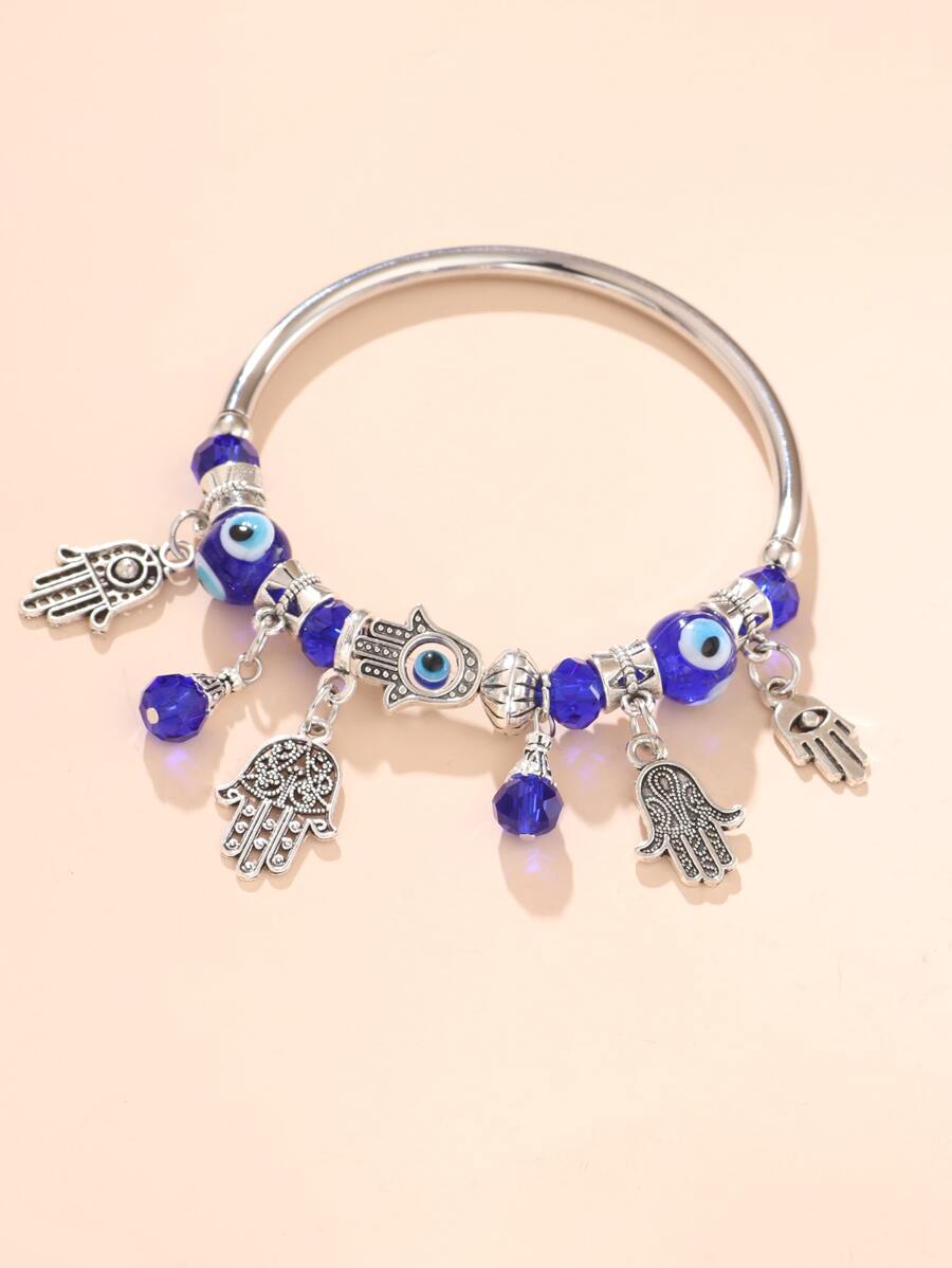 Evil Eye & Hamsa Hand Charm Bangle | SHEIN USA