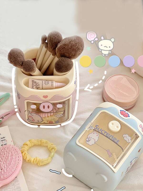 1pc Two Tone Stationery Storage Box, Creative Multi-purpose Student Pen ...