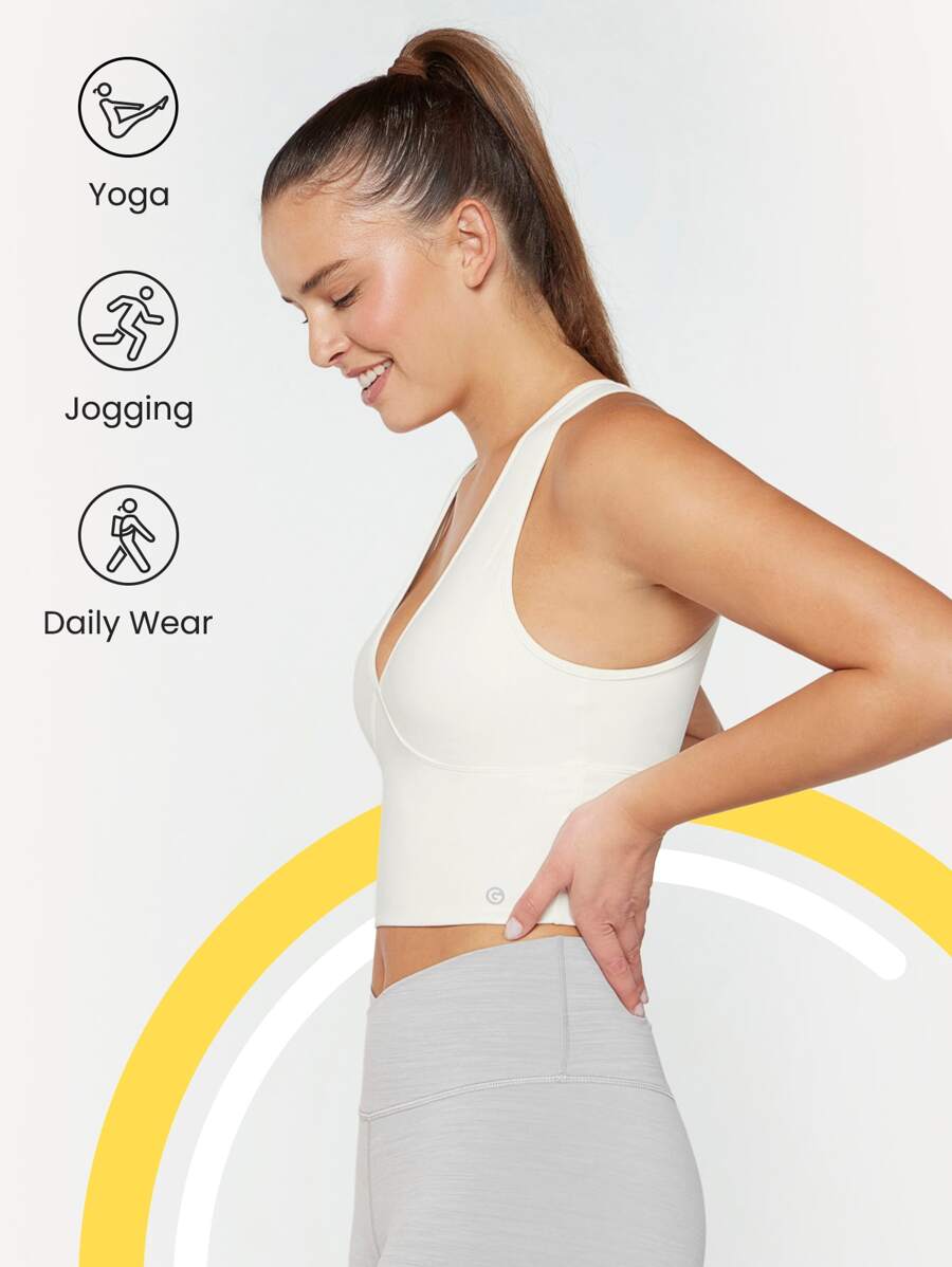 GLOWMODE FeatherFit™ Crossover Straps Cutout Back Deep V Neck Tank Top ...