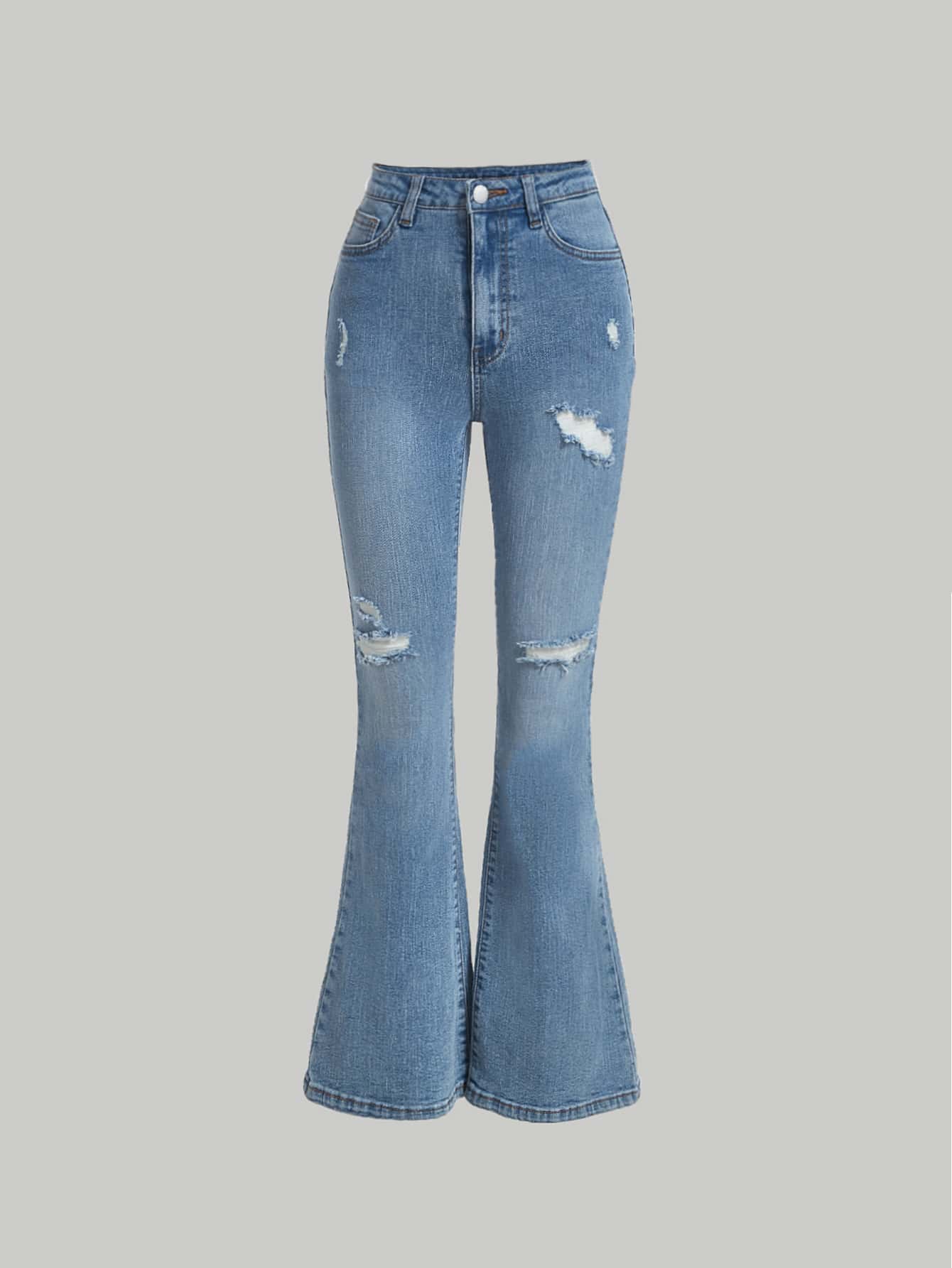 SHEIN Girlism Teen Girls Ripped Flare Leg Jeans | SHEIN USA
