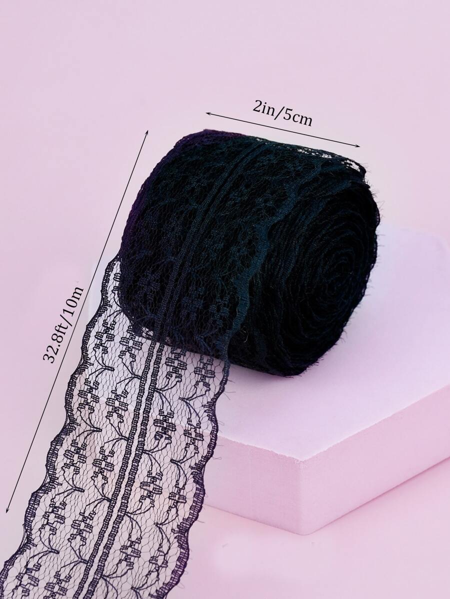 1roll Lace Ribbon Party Decoration, Black Lace Ribbon For Gift Decor ...