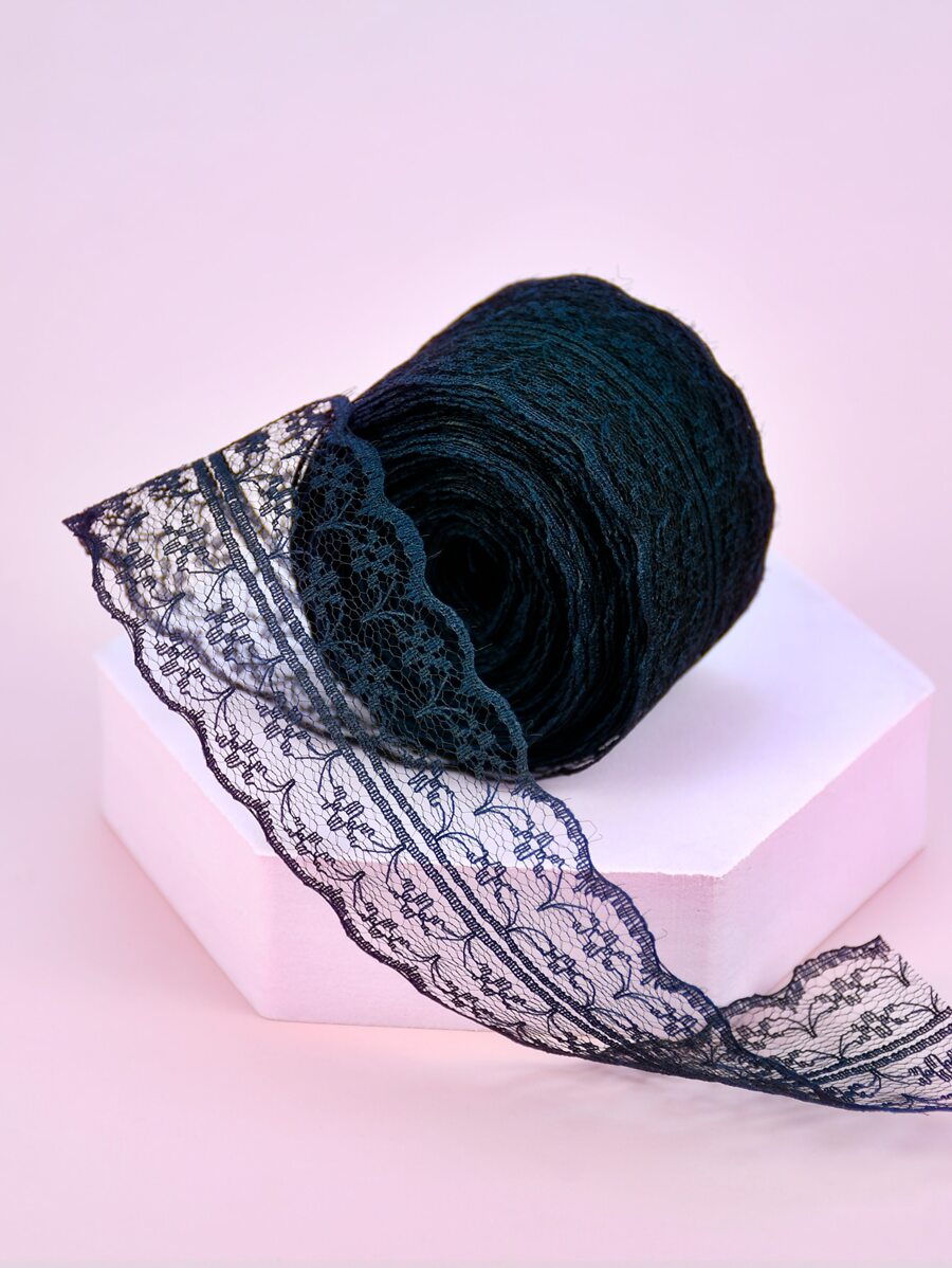 1roll Lace Ribbon Party Decoration, Black Lace Ribbon For Gift Decor ...