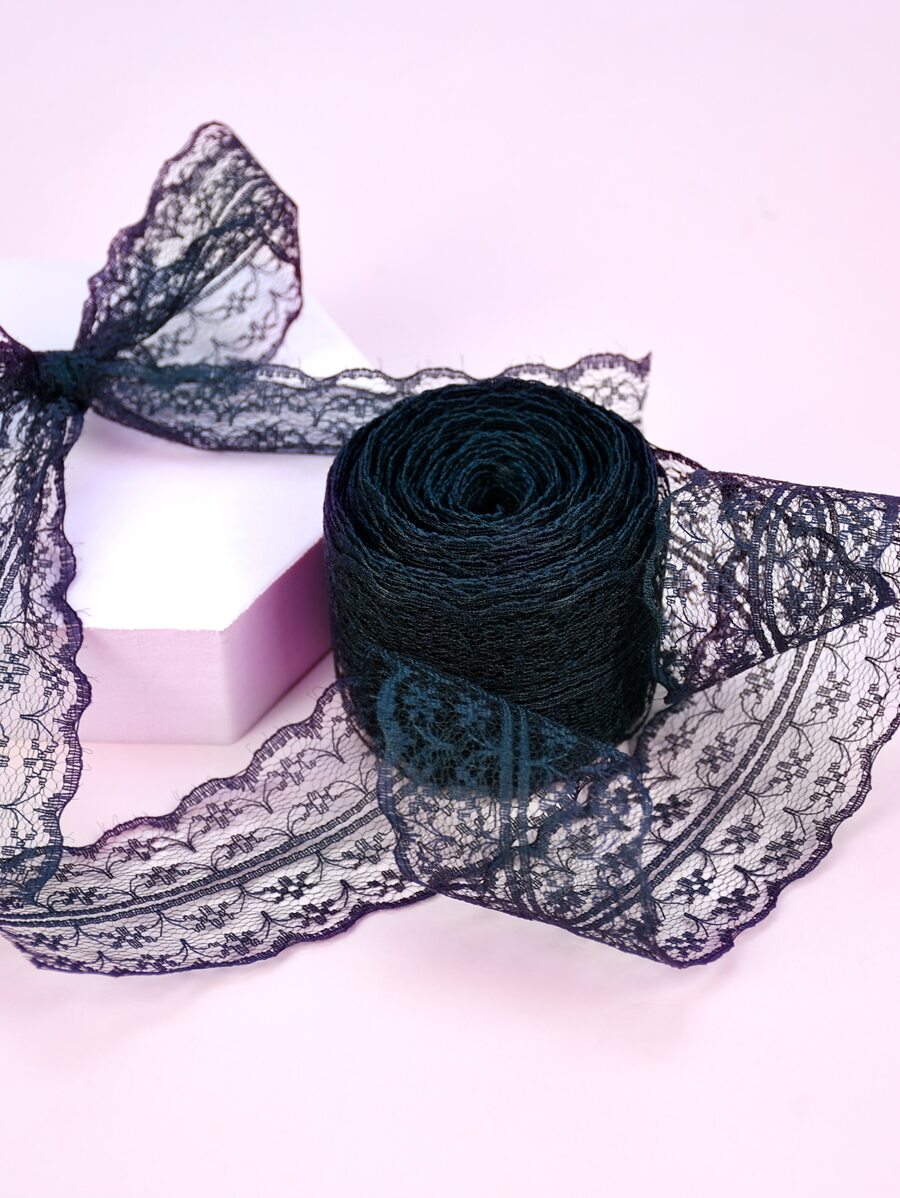 1roll Lace Ribbon Party Decoration, Black Lace Ribbon For Gift Decor ...