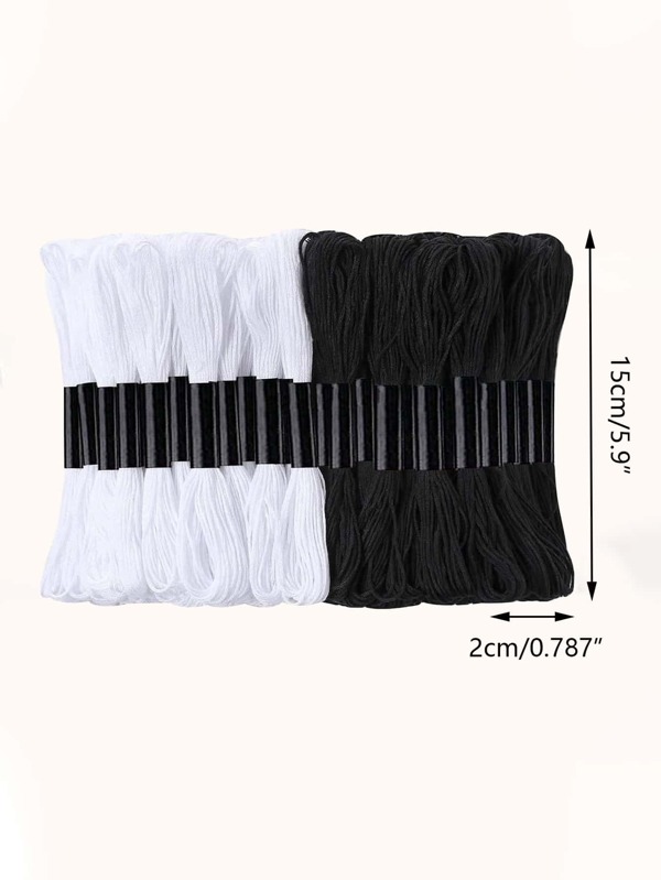 24pcs Polyester DIY Hand Braided Thread,Simple Black And White Sewing ...