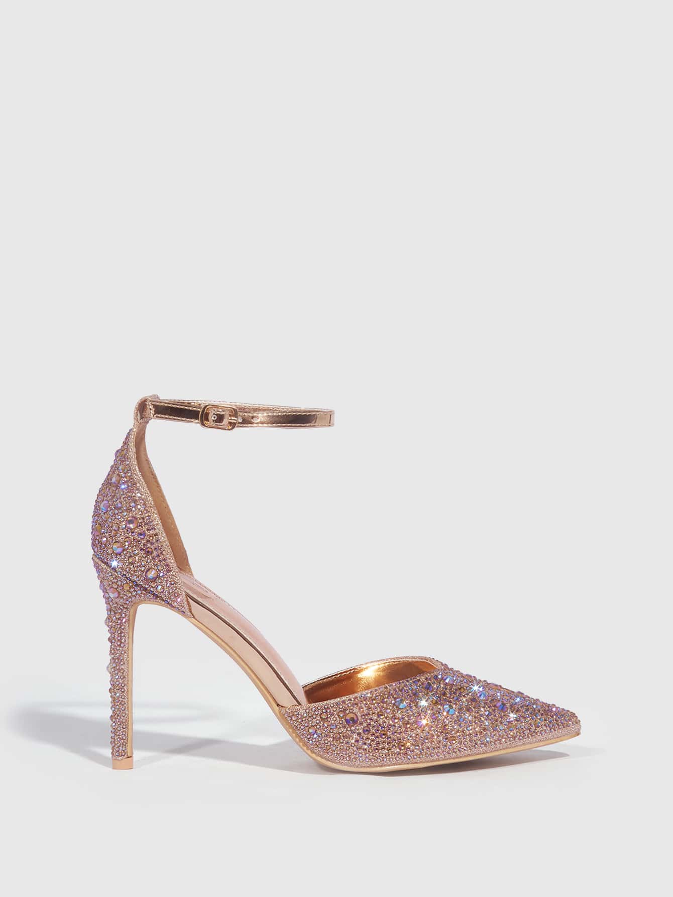 CUCCOO SZL Woman Shoes Rhinestone Decor Point Toe Stiletto Heeled Ankle ...