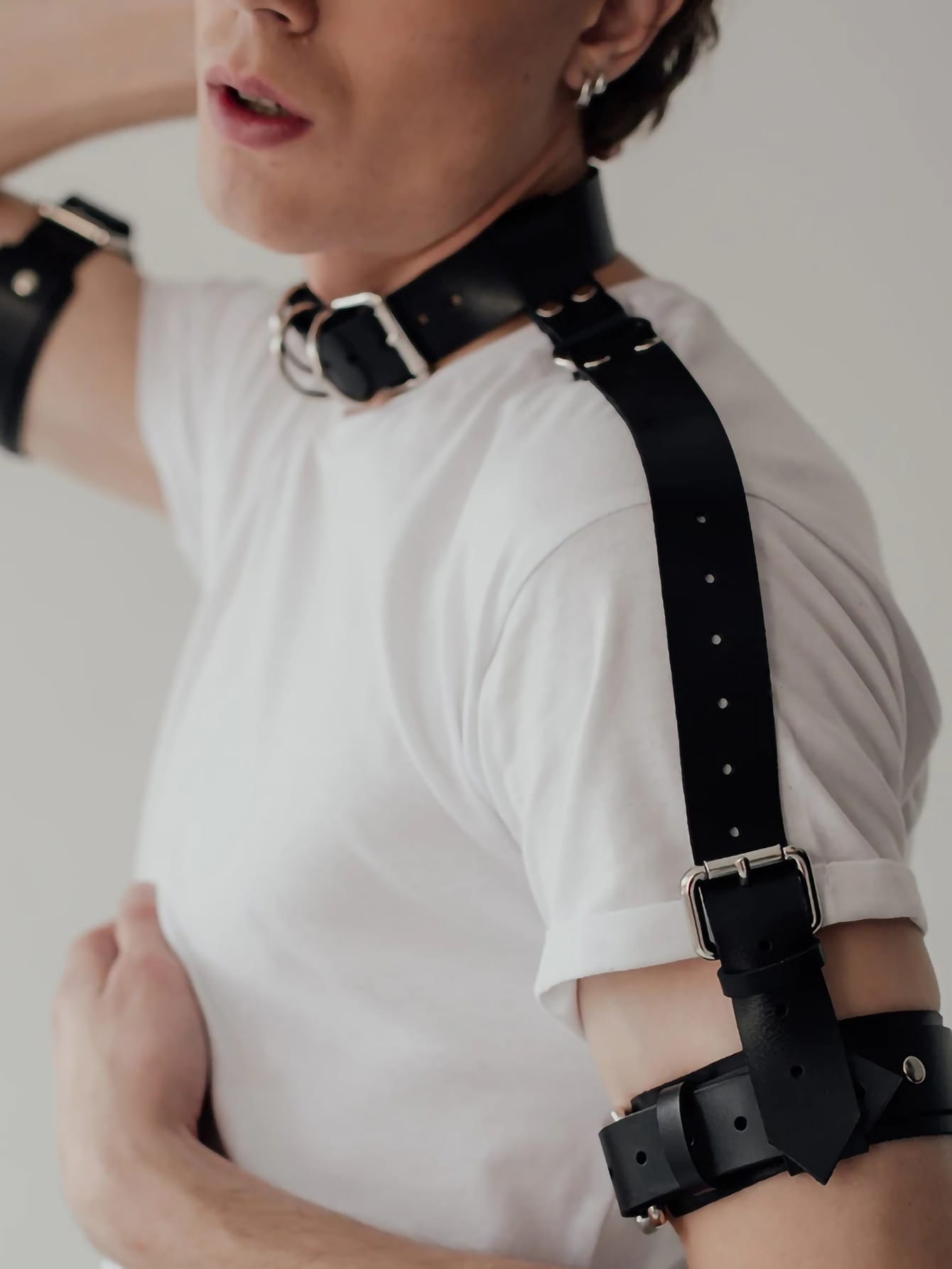 1pc Men Studded Decor Fashionable Harness Belt, For Party