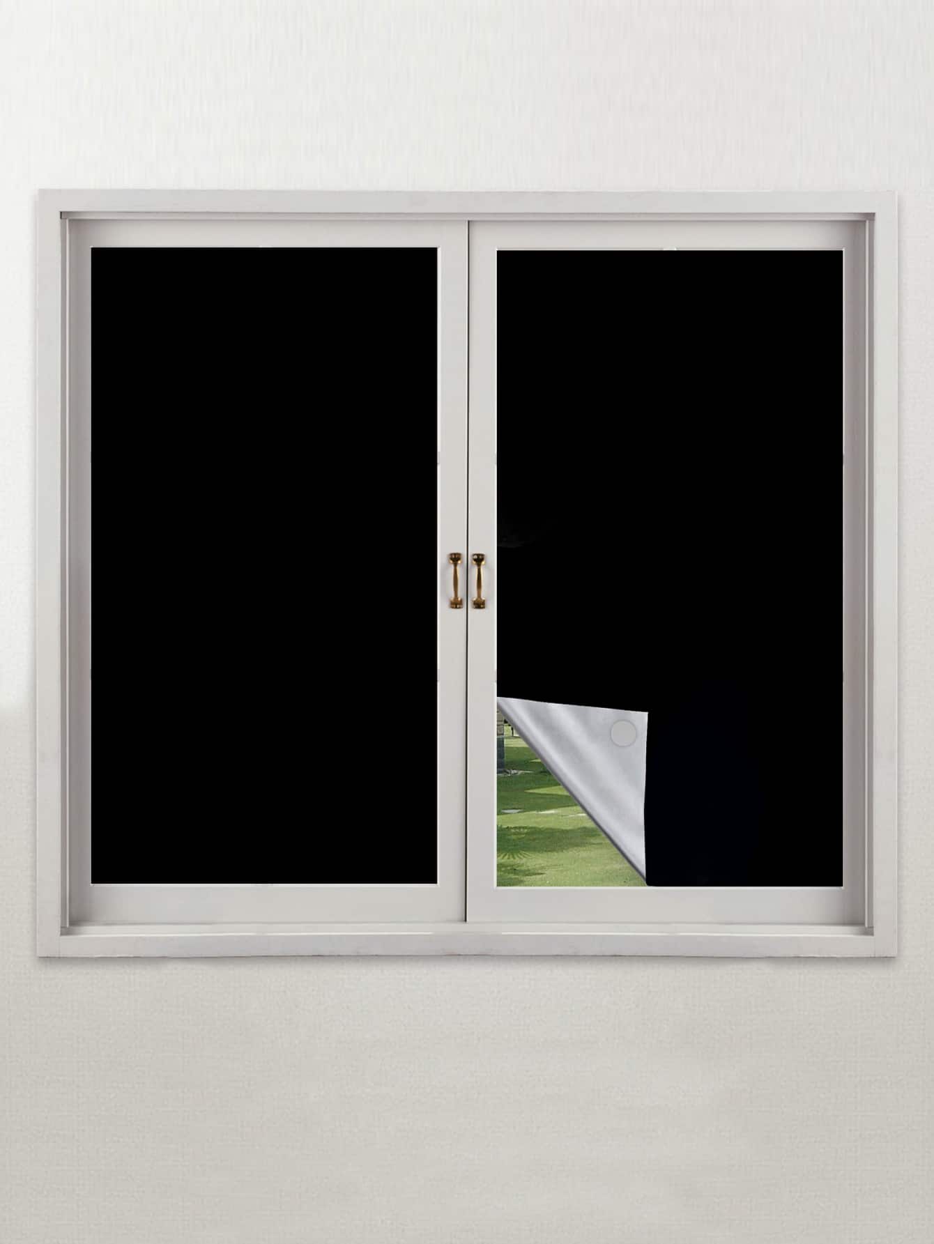1pc Plain Window Privacy Sticker, Polyester Black and White Window ...