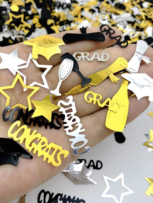 1pack PVC Throwing Confetti, Modern Square Academic Cap & Letter Design ...
