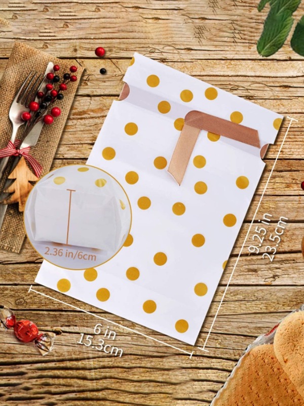 10pcs Metallic Polka Dot Gift Bag, Plastic Drawstring Gift Wrapping Bag ...