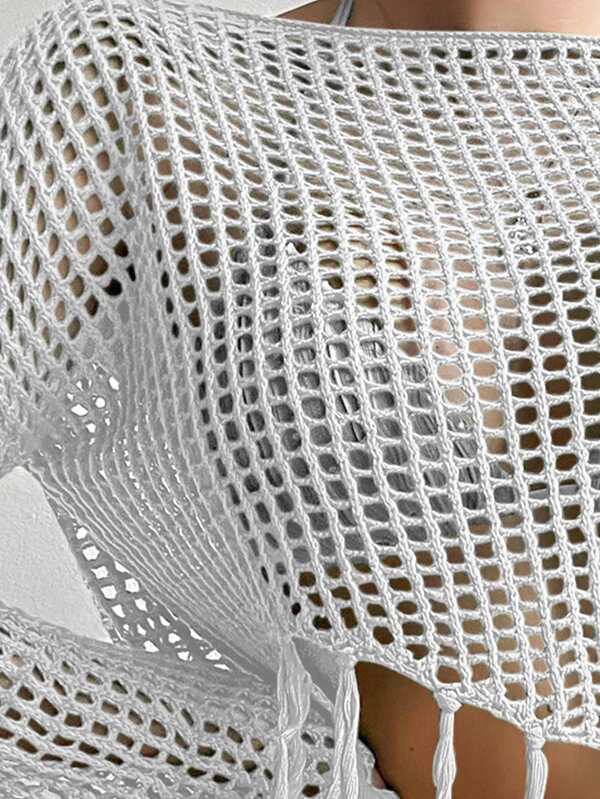 Hollow Out Fringe Hem Cover Up | SHEIN USA