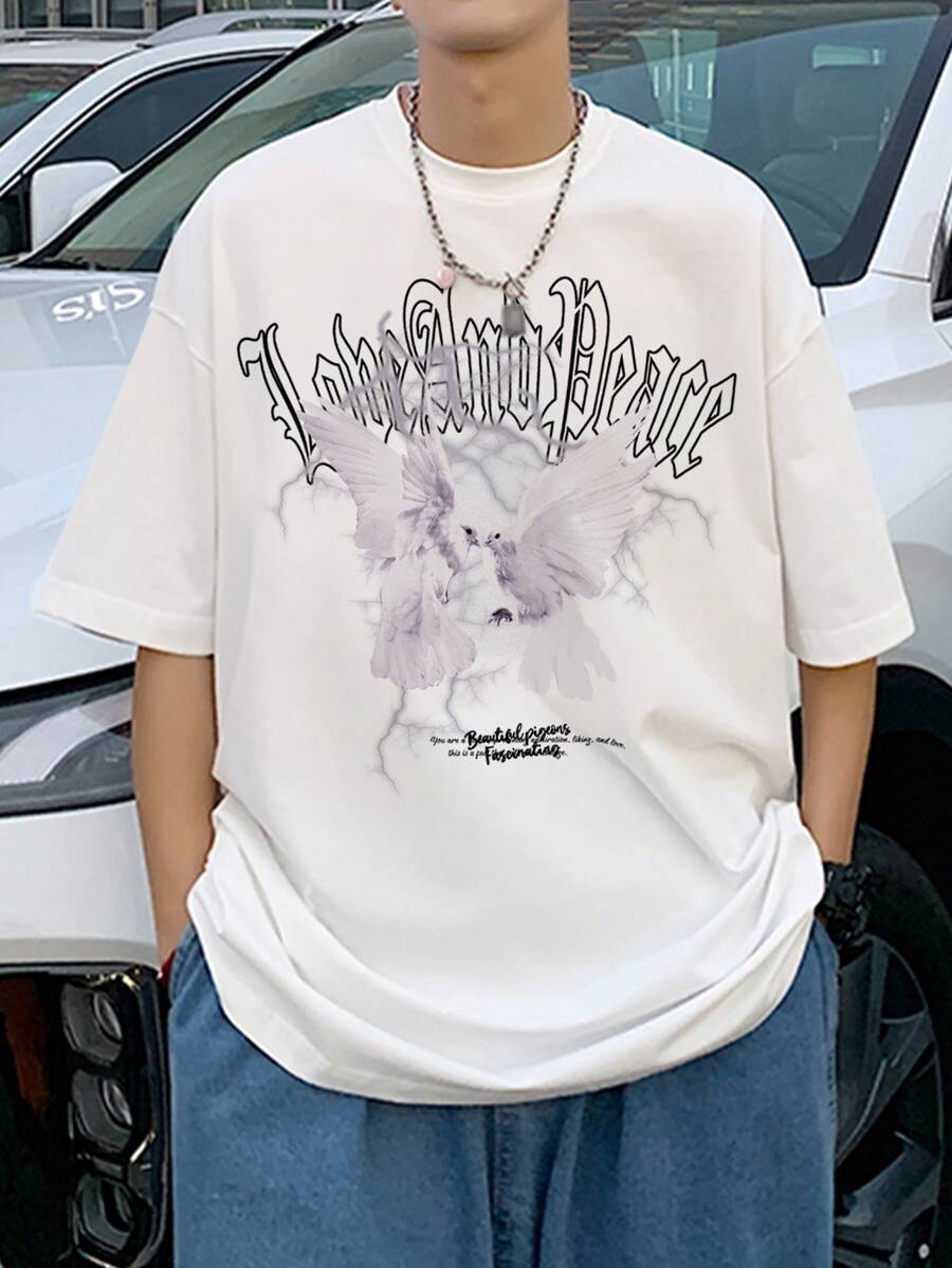 Manfinity EMRG Men Dove & Slogan Graphic Tee | SHEIN USA