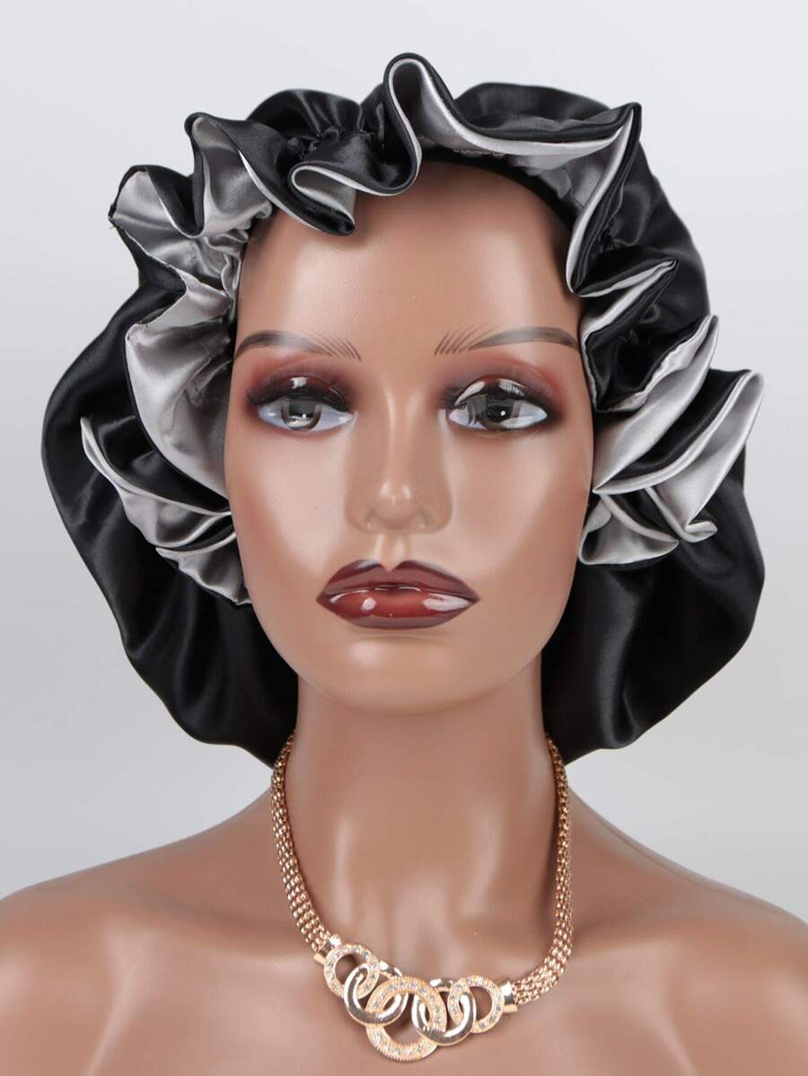 Color Block Satin Sleeping Hat Silk Bonnet Satin Bonnet Valentine's Day ...