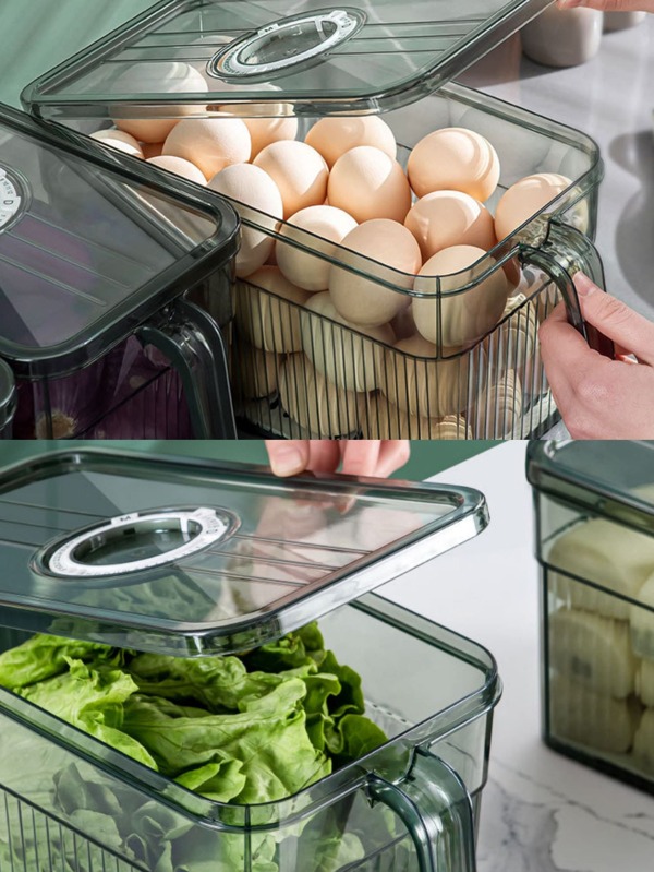 1pc Dark Green Refrigerator Storage Box | SHEIN UK