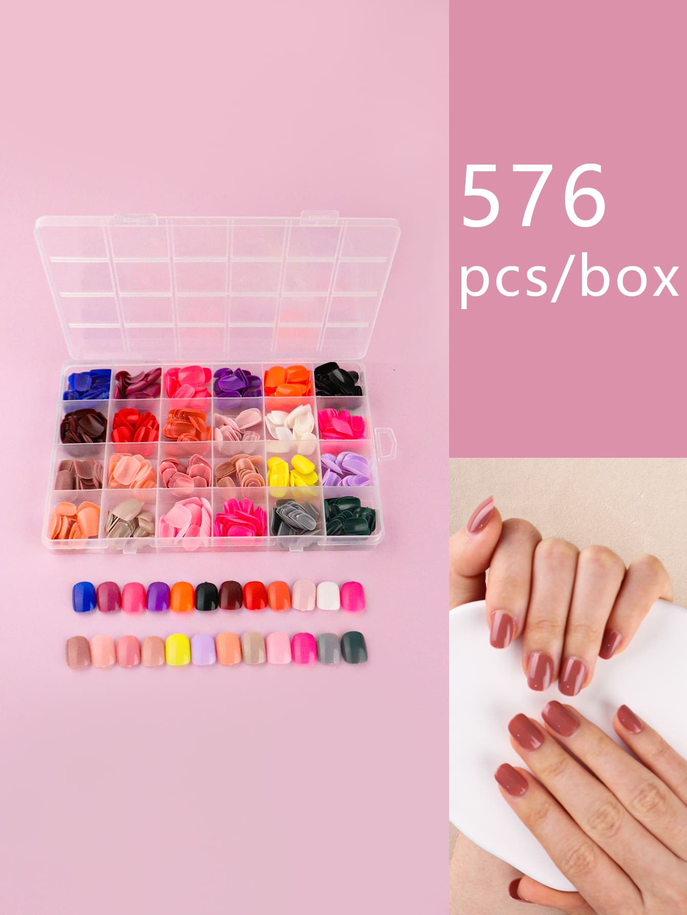 Instantly Upgrade Your Look With 576pcs Short Coffin Mixed Color Solid