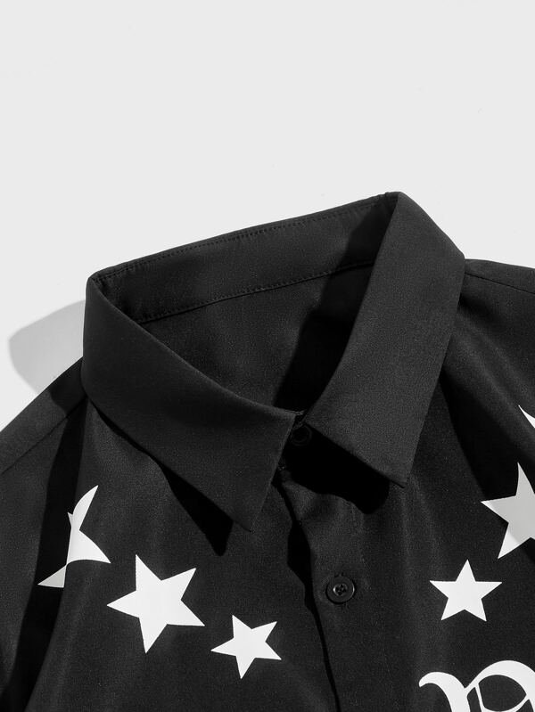 Romwe Street Life Guys Star And Letter Graphic Shirt Shein Uk