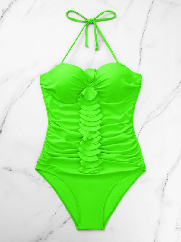 Ruched Push Up One Piece Swimsuit | SHEIN USA