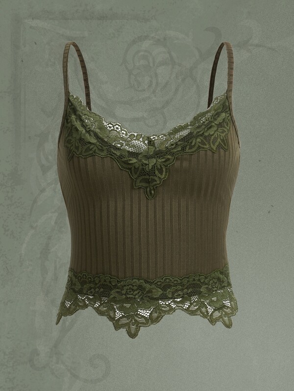 Goth Contrast Lace Cami Top | SHEIN USA