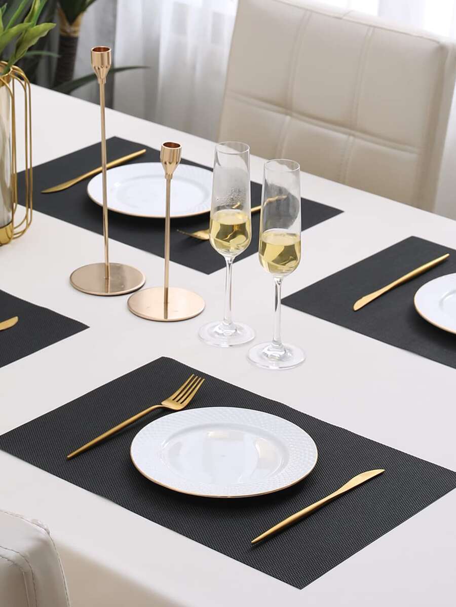 1pc PVC Table Mat, Modern Solid Color Black Non-slip Table Mat For ...