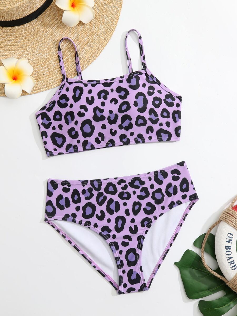 Tween Girl Leopard Print Bikini Set Summer Beach | SHEIN South Africa