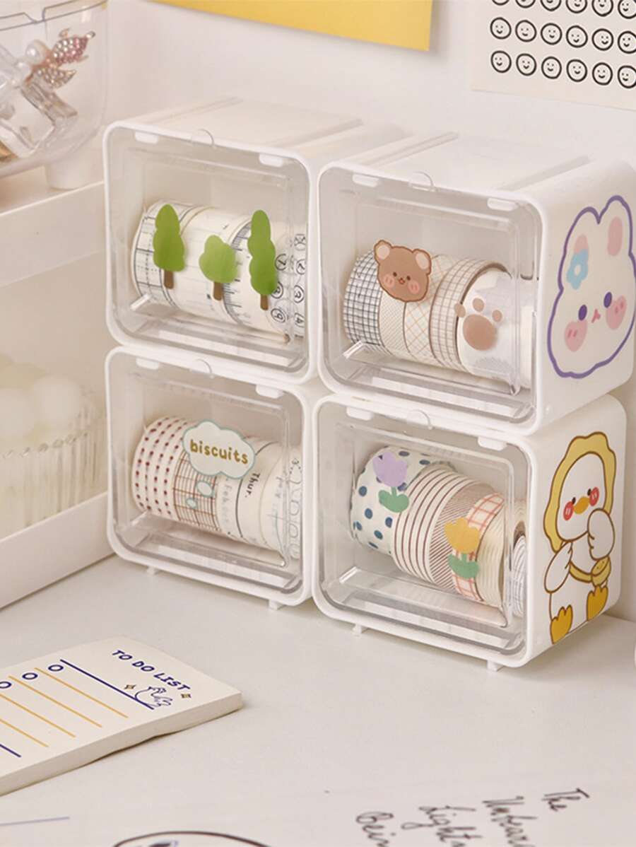 1pc Solid Color Stationery Storage Box, Simple Multi-purpose Desk ...