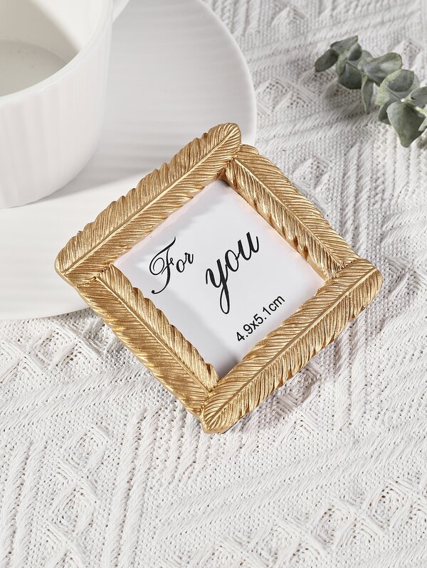 1pc Vintage Design Photo Frame, Gold Polyresin Feather Design ...
