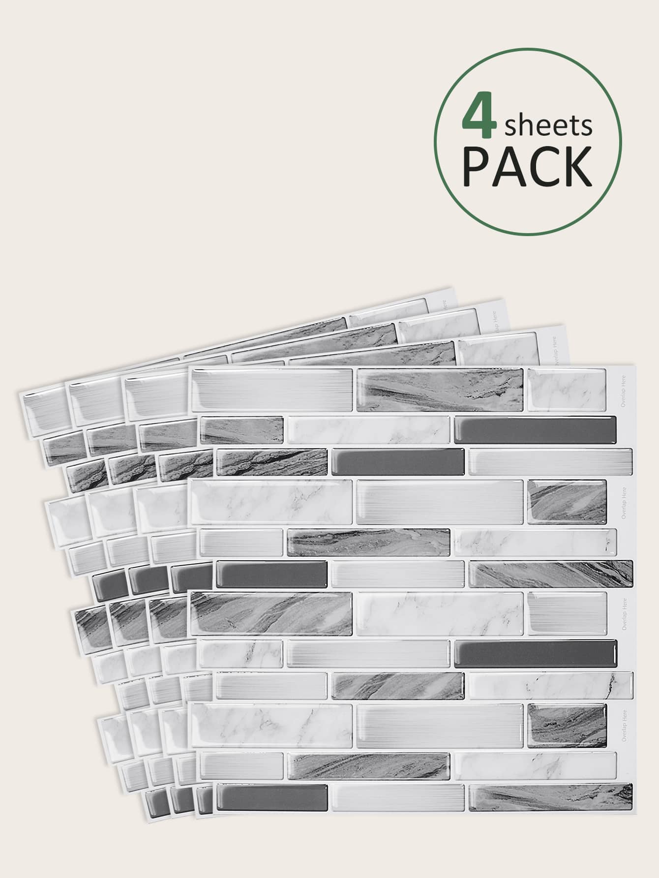 4pcs Brick Pattern Kitchen Sticker, Modern PET Color Block Wall ...