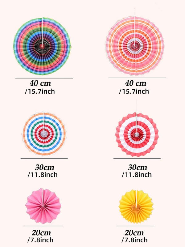 3pcs Decorative Paper Fan, Colorful Hanging Decoration For Party Decor ...