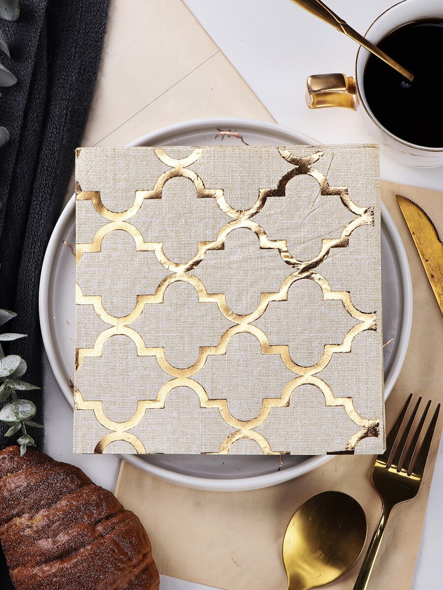 20pcs/Set Paper Disposable Napkin, Modern Geometric Pattern Paper ...
