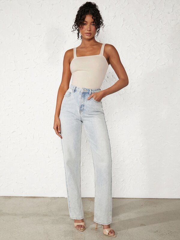 SHEIN BASICS Cotton Solid Wide Strap Top | SHEIN USA