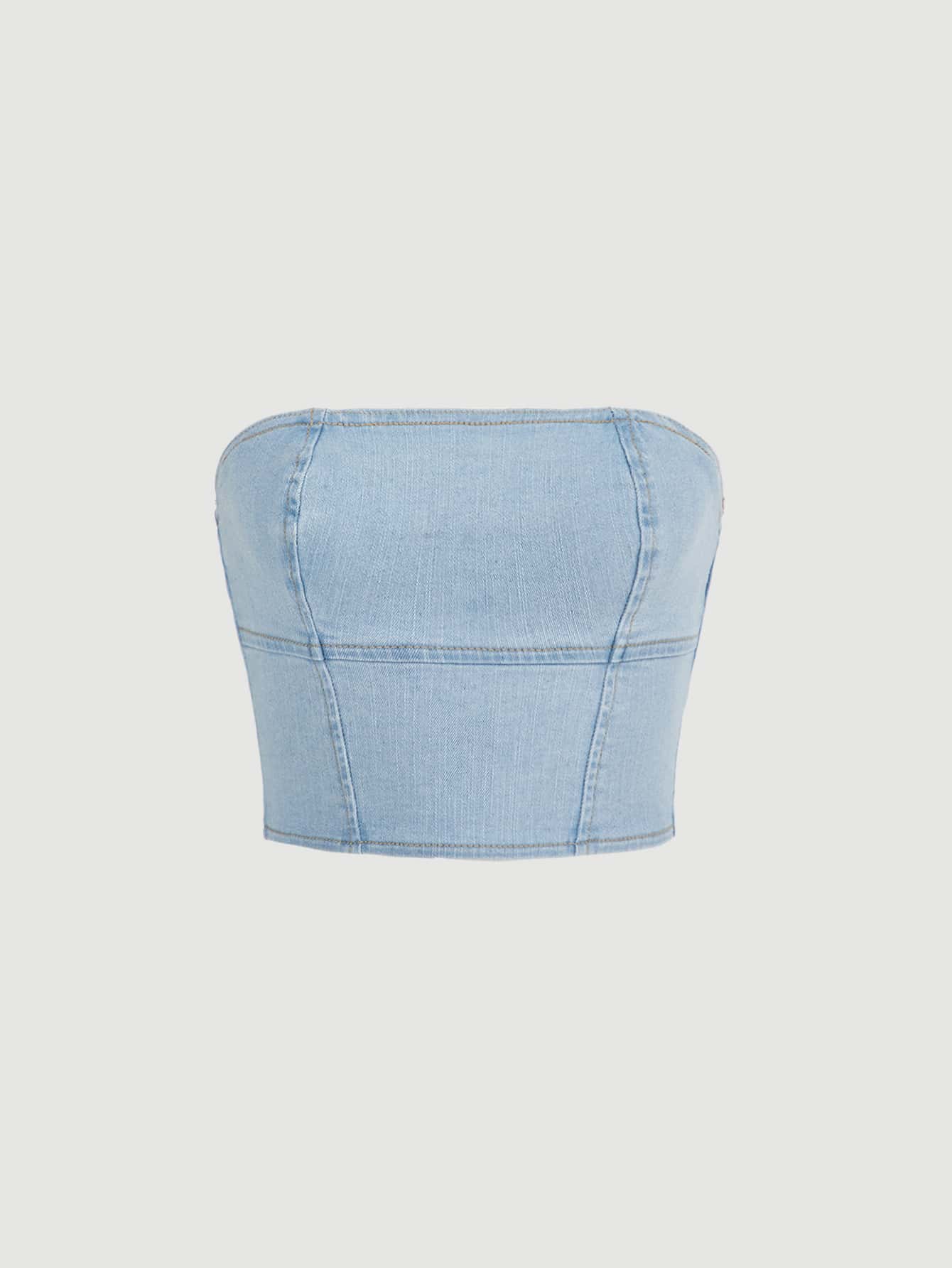 SHEIN MOD Zip Back Tube Denim Top | SHEIN USA