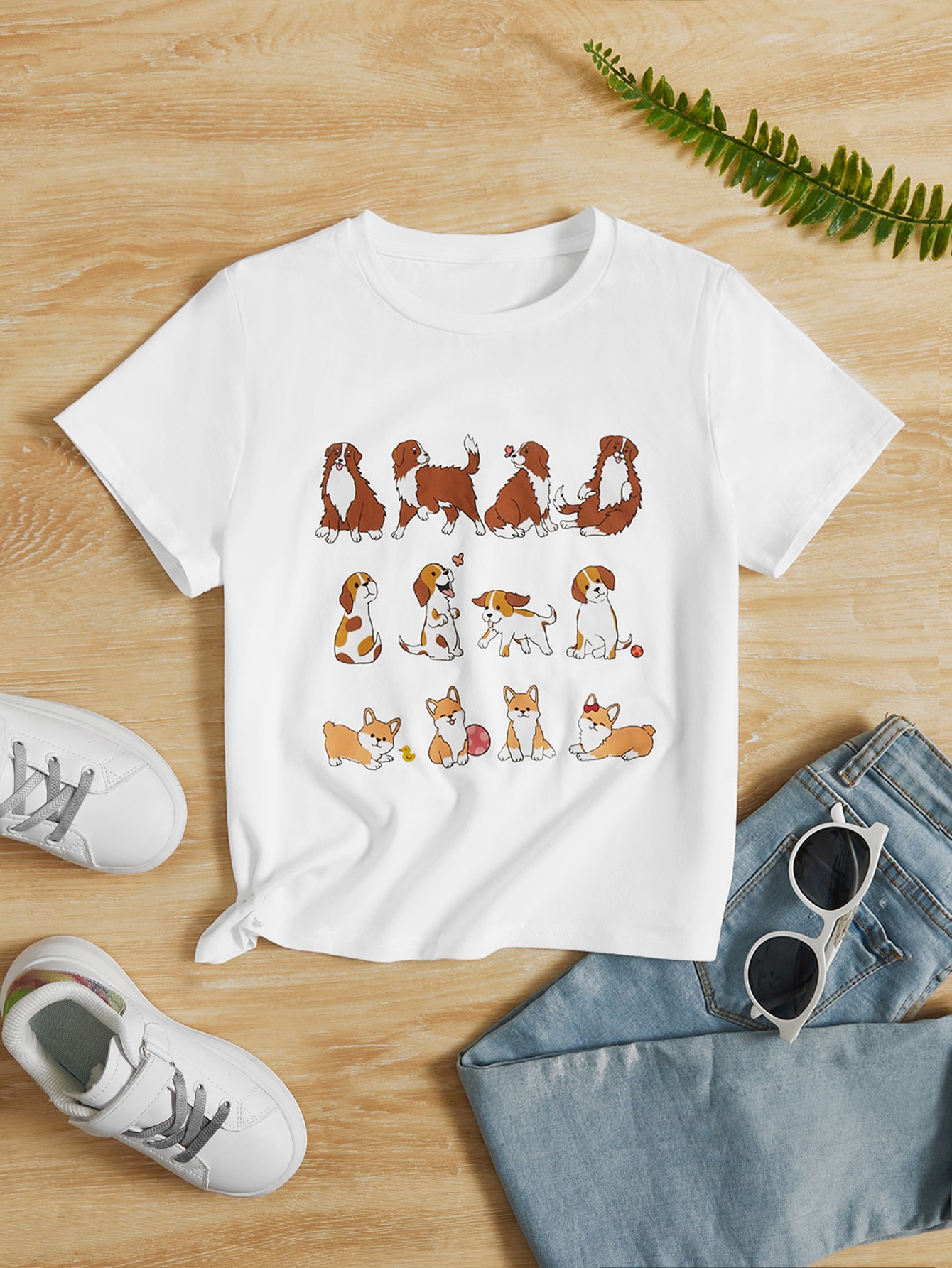 SHEIN Girls Cartoon Dog Print Tee | SHEIN USA