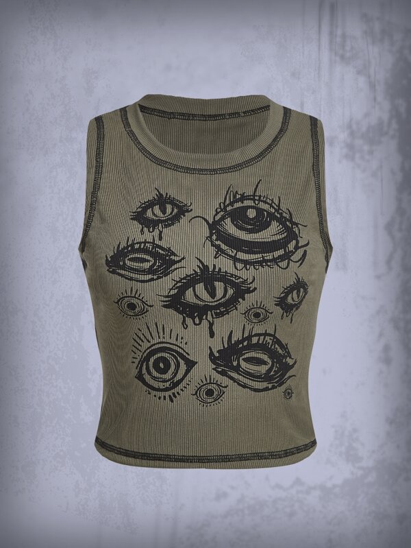 Goth Eye Print Tank Top | SHEIN UK