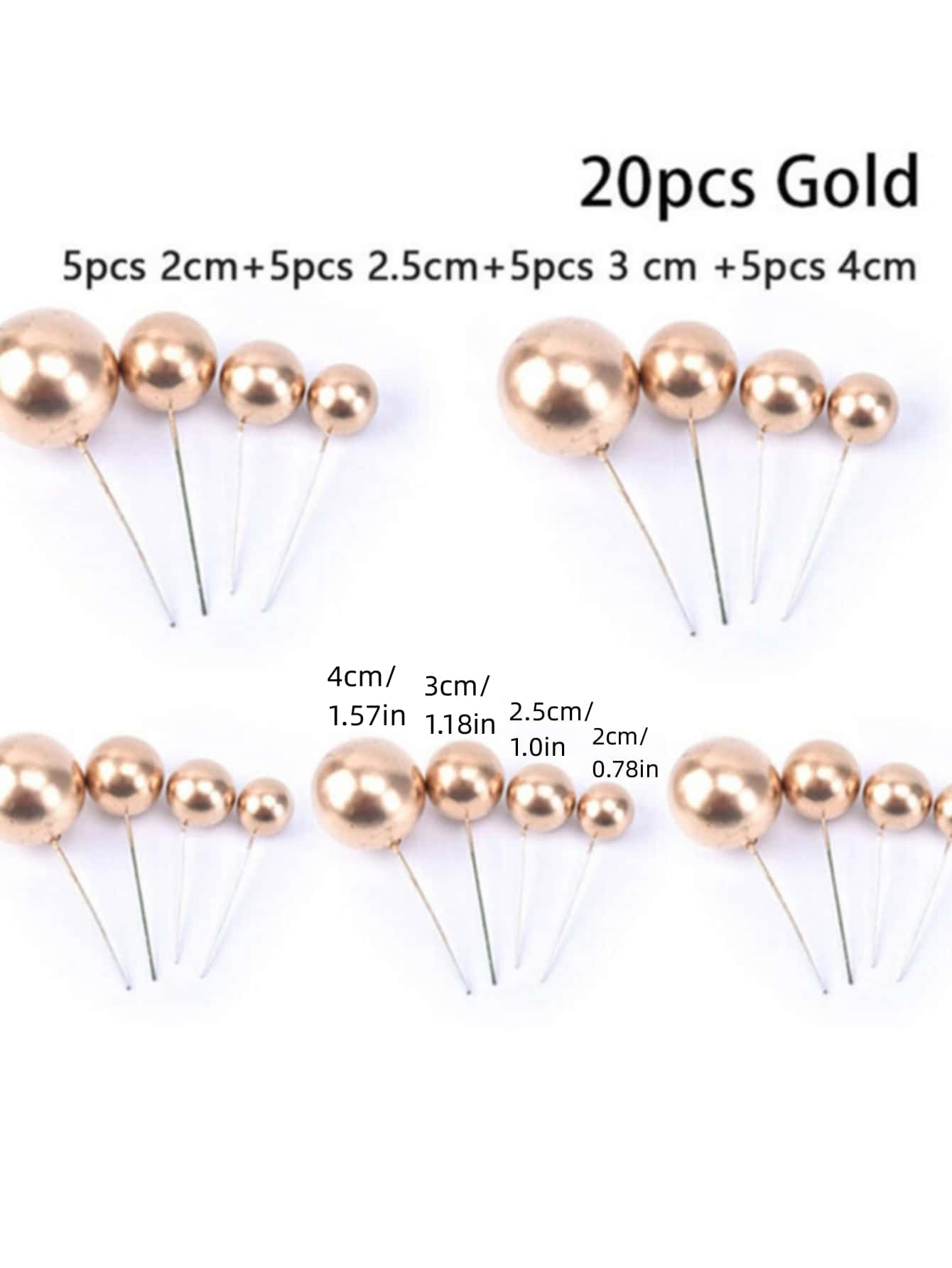 1set/20pcs Gold Color Ball Shaped Cake Toppers | SHEIN USA