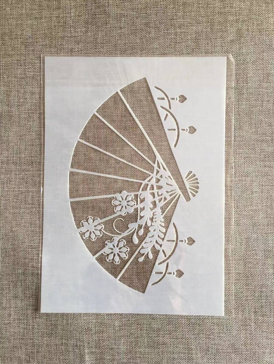 1pc White Rectangle Fan Hollow Drawing Stencil, Simple Multi-purpose ...
