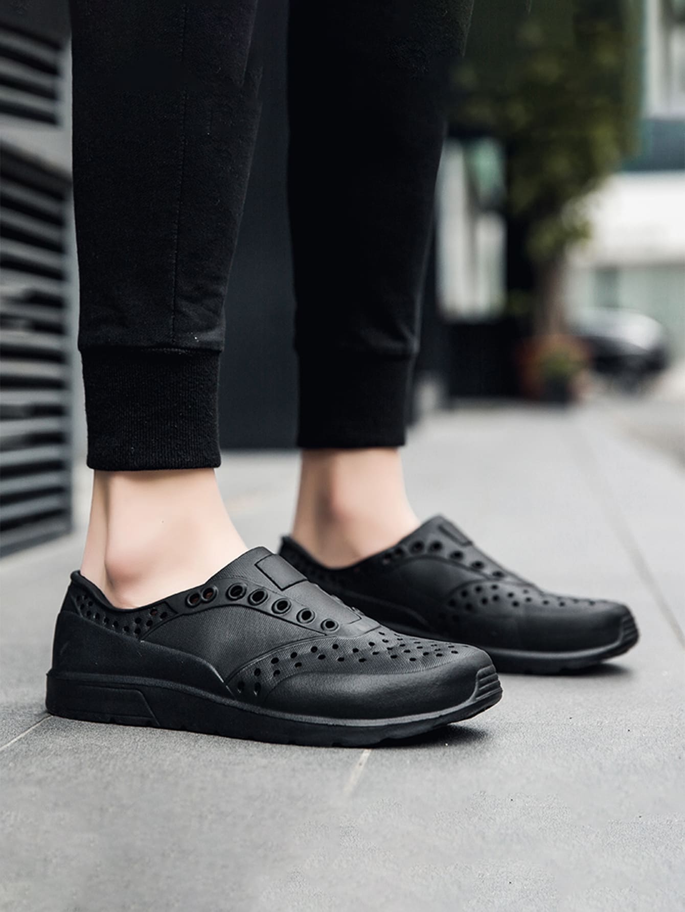 Men Hollow Design Slip On Clogs, Minimalist Black EVA Vent Clogs ...