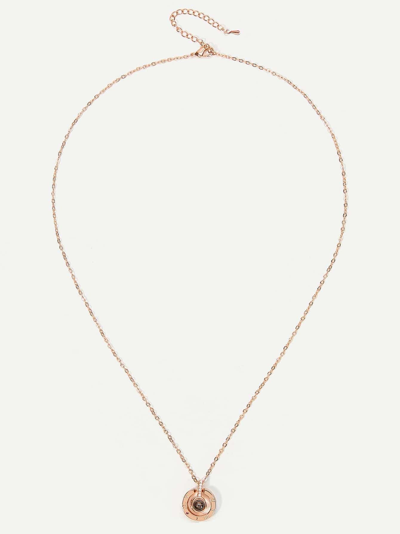 Round Pendant Light Projection Chain Necklace | SHEIN UK