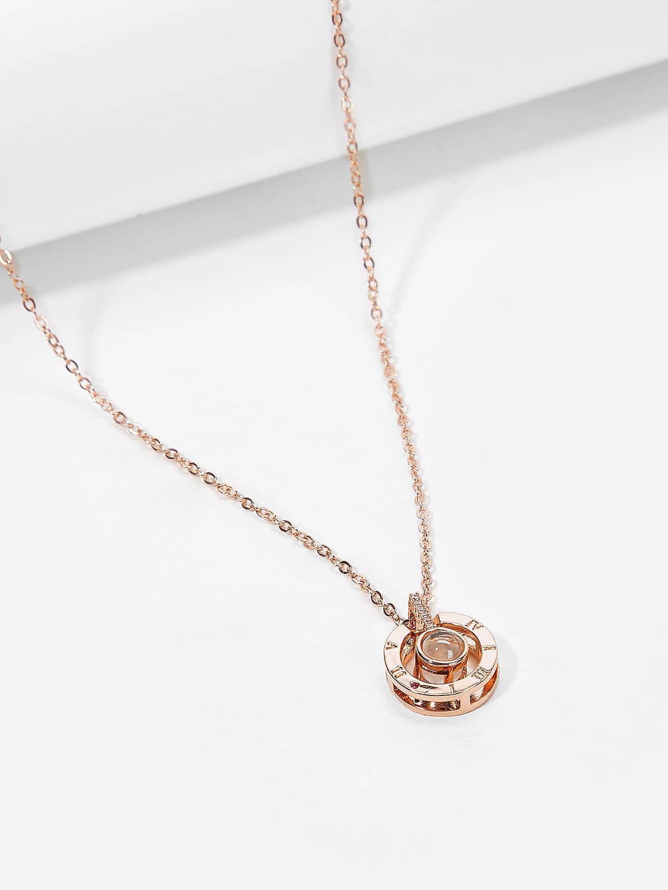 Round Pendant Light Projection Chain Necklace | SHEIN UK