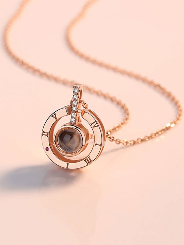 Round Pendant Light Projection Chain Necklace | SHEIN UK