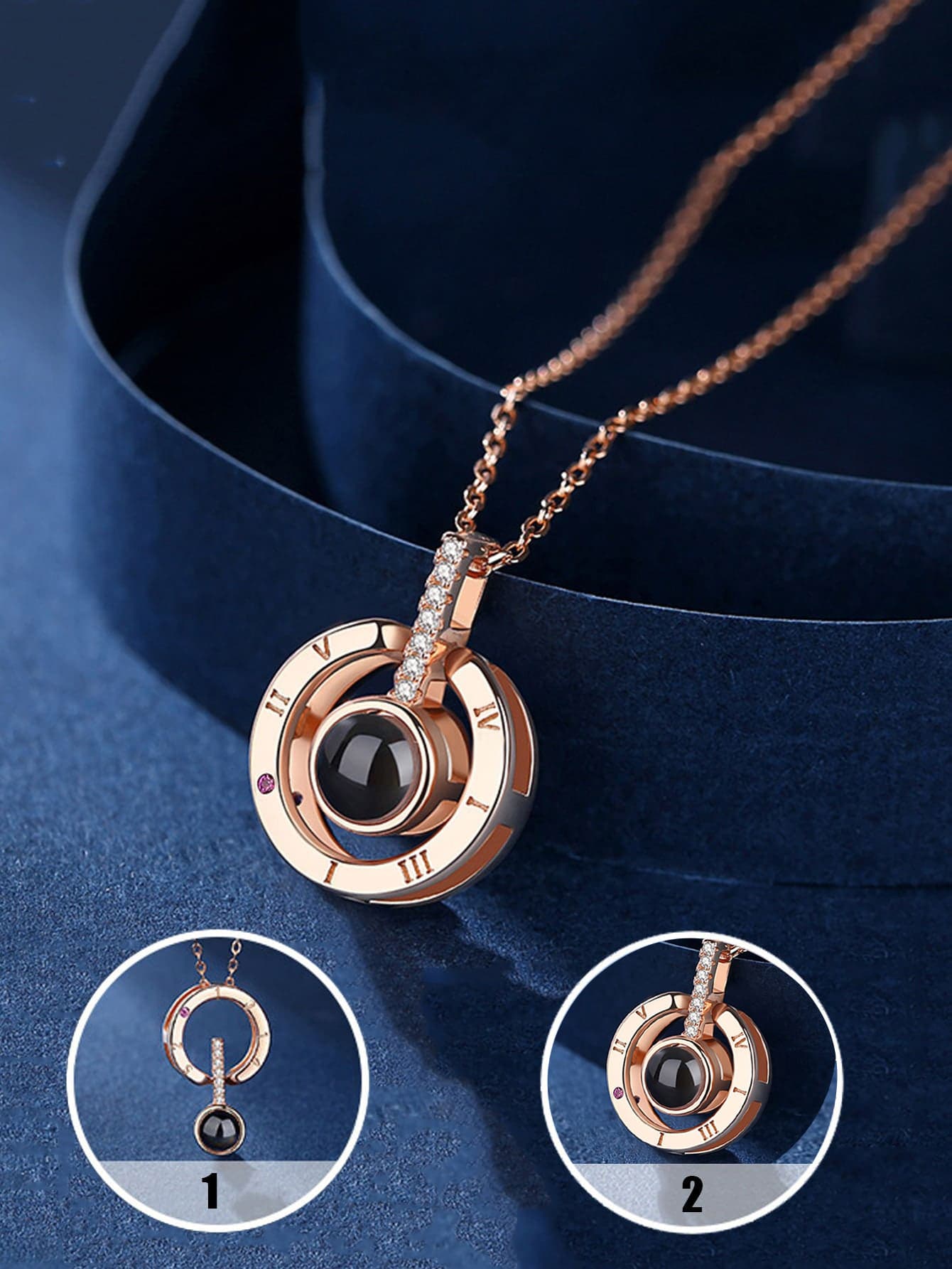 Round Pendant Light Projection Chain Necklace | SHEIN UK