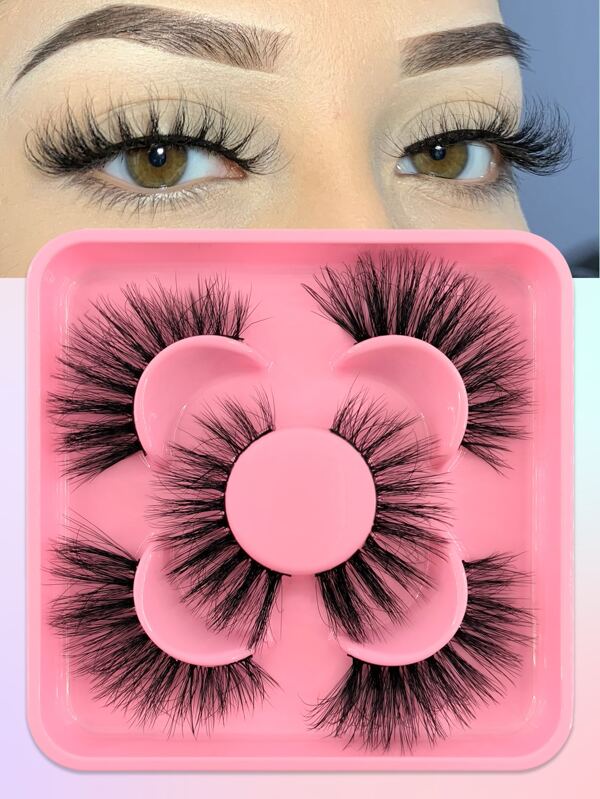 3 pairs Full False Lashes Cat Eye Look 20mm Volumized Eyelashes Fluffy ...