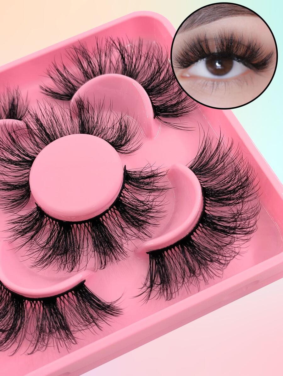 3 Pairs Fluffy And Thick False Eyelashes For Dramatic 3d Wispy Faux ...