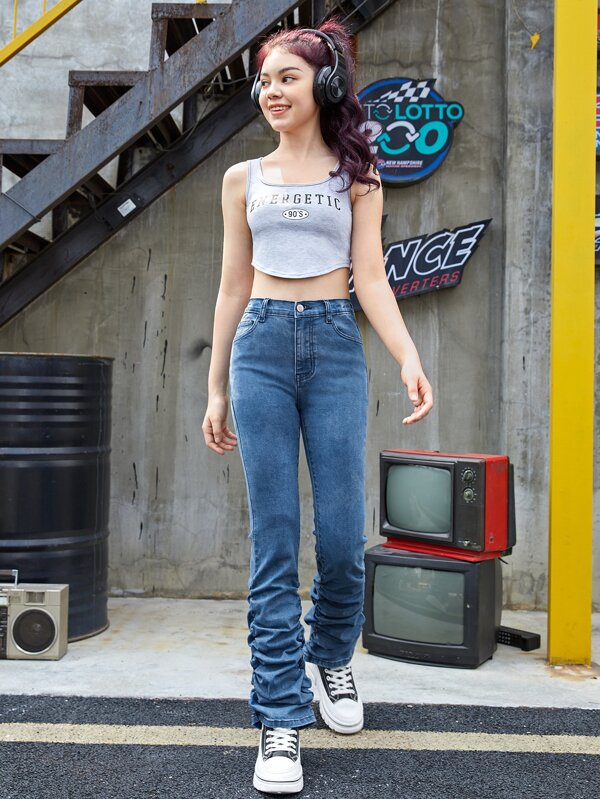 SHEIN Teen Girls Flare Leg Stacked Jeans | SHEIN USA